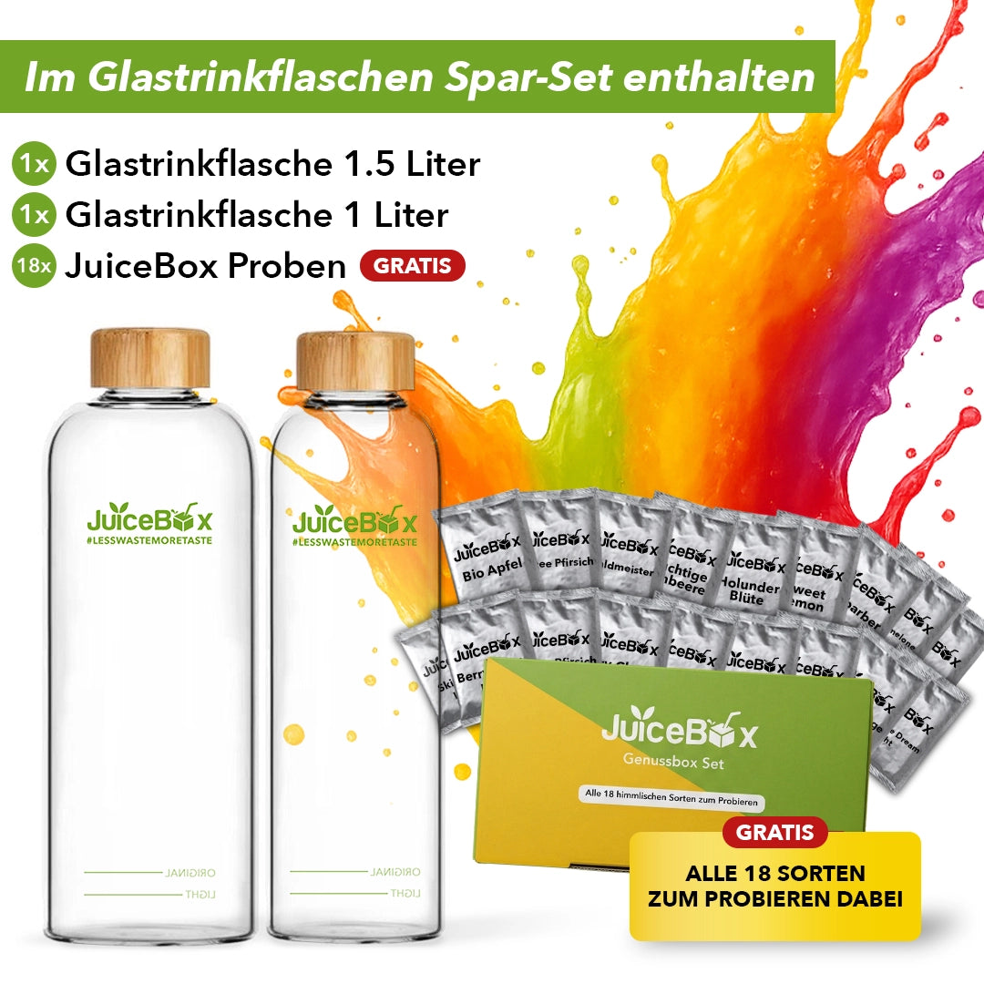 JuiceBox™ Glastrinkflaschen Spar-Set